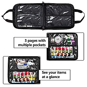 YARWO Embroidery Bag, Embroidery Projects Storage with Multiple Pockets for Embroidery Hoops (Up to 12"), Embroidery Floss and Supplies, Black with Arrow (Bag Only, Patented Design)