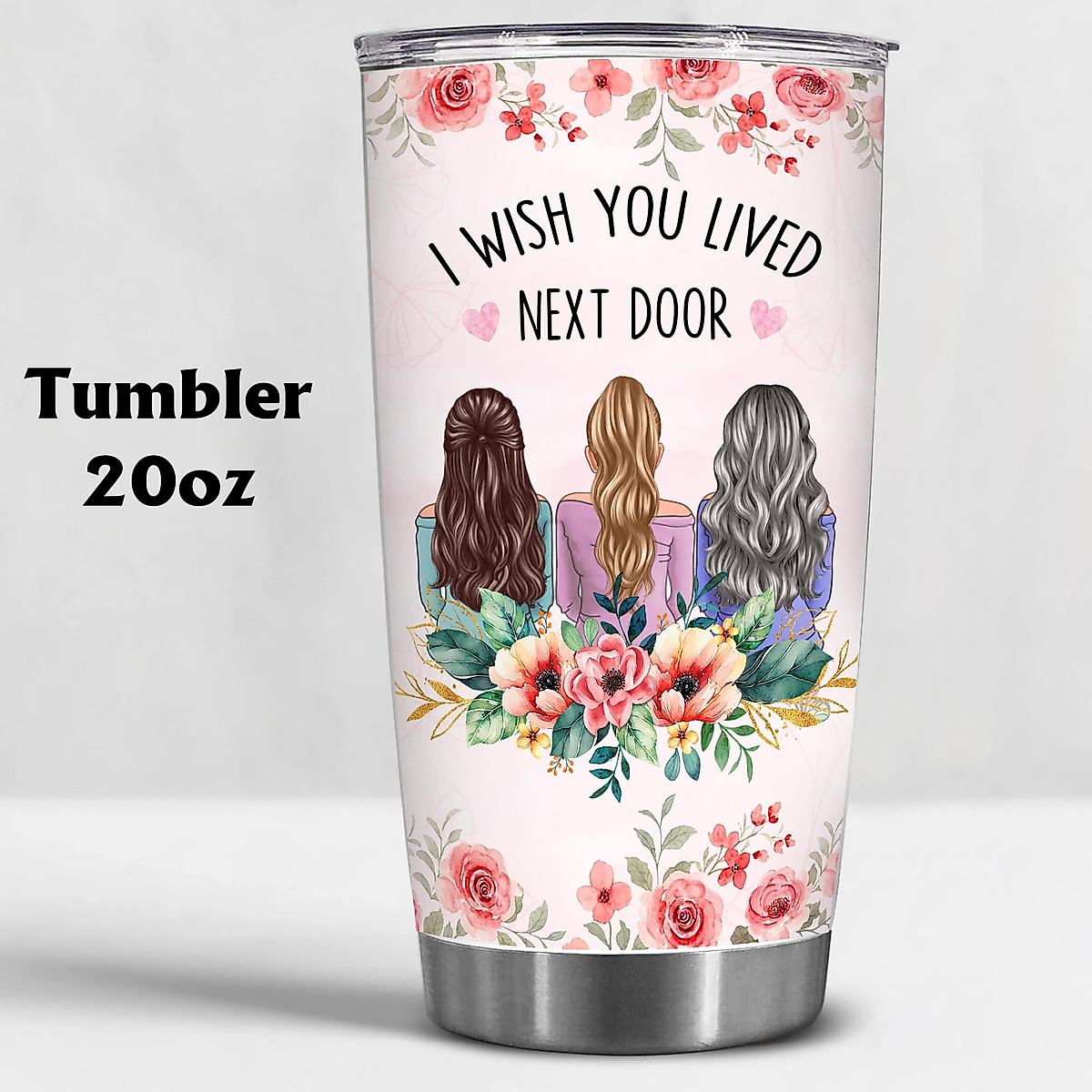 VUNVUT86 Personalized Bestie Gifts - Valentine Gifts For Best Friend, Bestie, Sister, BFF, Her - I Wish You Lived Next Door Tumbler - Birthday, Christmas Friendship Gift For Friends