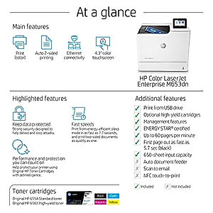 HP Color LaserJet Enterprise M653dn Printer with Duplex Printing (J8A04A)
