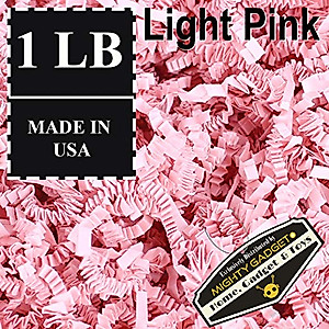 Mighty Gadget 1 LB Light Pink Crinkle Cut Paper Shred Filler for Gift Wrapping & Basket Filling