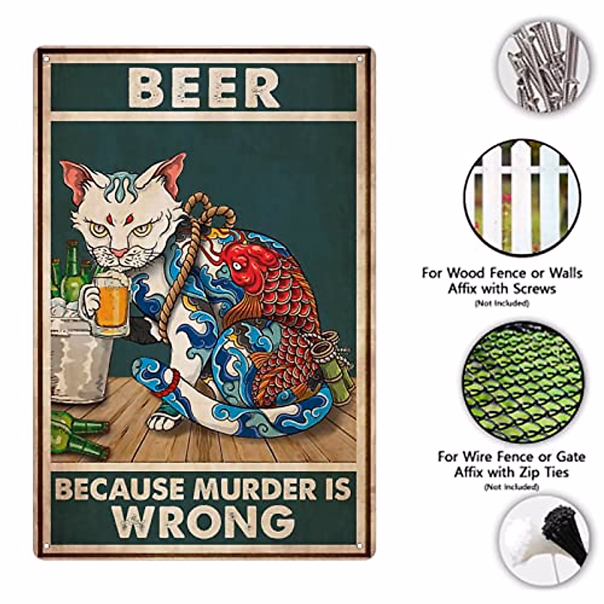 Bakaevsm Coffee Skull Tin Sign Old Fashioned Because Murder Is Wrong Poster Toilet Bathroom Bar Kitchen Club Coffee Shop Home Wall Decoration 8x12 Inches