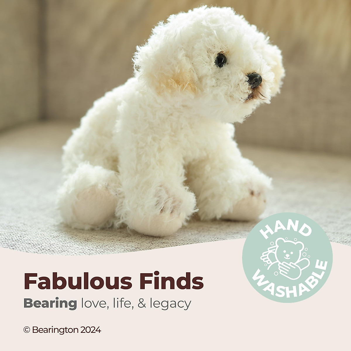 Bearington White Dog Stuffed Animal 6.5 In - Puppy Stuffed Animals - Plush Dog Toys For Kids Poodle Labradoodle Plushies That Look Real
