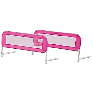 Dream On Me Lightweight Mesh Security Adjustable Bed Rail Double Pack With Breathable Mesh Fabric In Pink