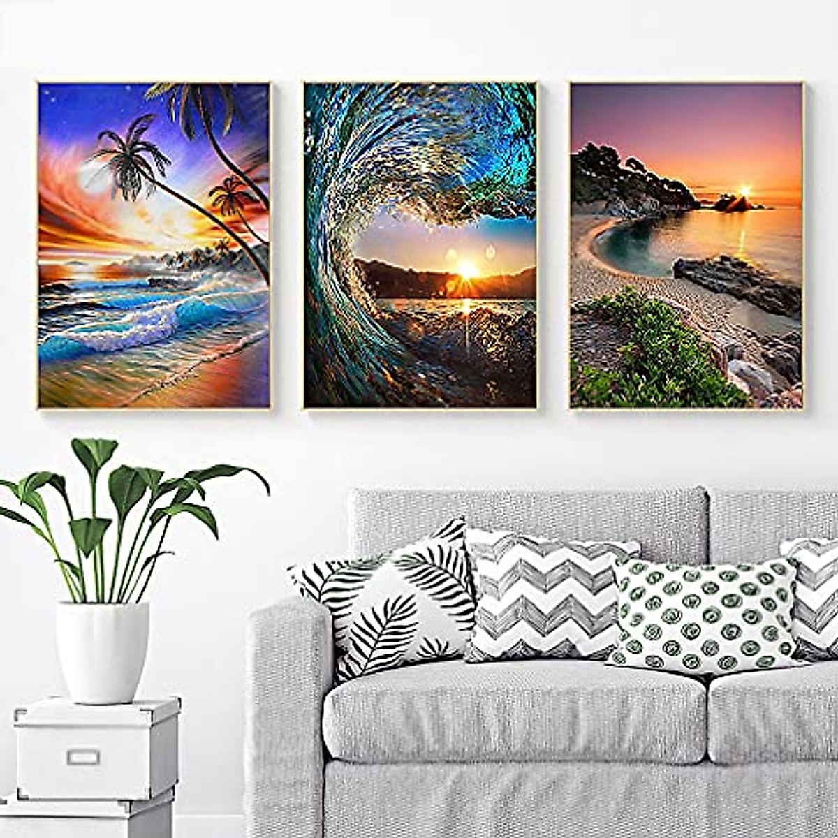 6 Pack Diamond Painting Kits, 5D Diamond Art Kits for Adults Full Drill Diamond Paintings Kit Crafts for Adults Kids Beginners, DIY Beach Diamond Painting Packs Gem Art Home Wall Decor 11.8x15.7inch