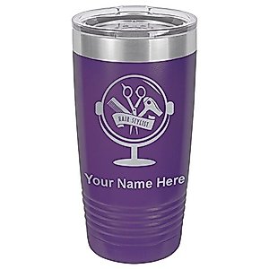 LaserGram 20oz Vacuum Insulated Tumbler Mug, Hair Stylist, Personalized Engraving Included (Dark Purple)