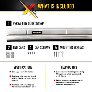 Xcluder 36" Versa-Line Rodent Proof Door Sweep, Mill Aluminum Finish – Seals Out Rodents and Pests, Easy to Install, Maximum Adjustability; Under-Door Seal; Rodent Proof