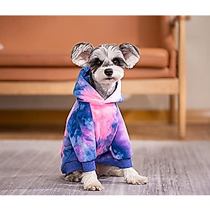 HDKUW Dog Hoodie Sweaters, Dog Winter Clothes, Pet Hooded Sweatershirt Pullover, Dog Outfit Coat Apparel for Small Medium Large Dogs Pink Blue XL