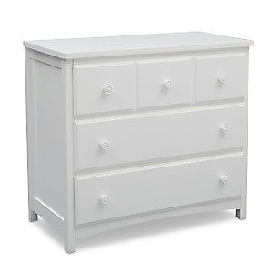 Delta Children 3 Drawer Dresser with Interlocking Drawers, Bianca White