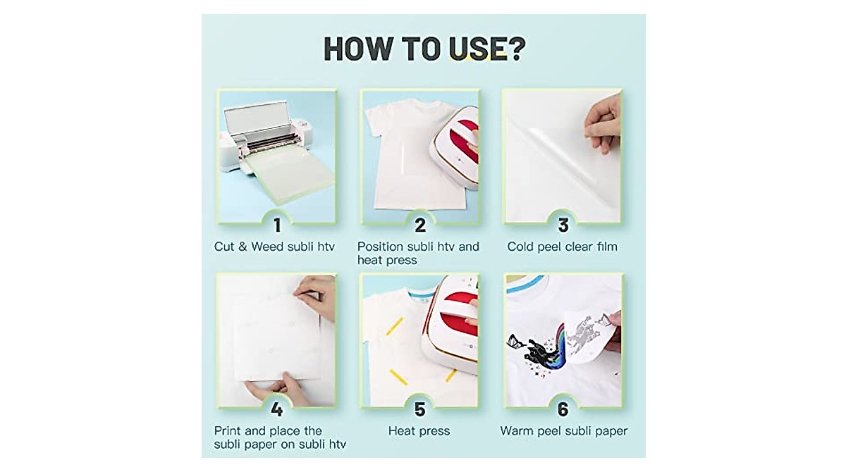 HTVRONT Clear HTV Vinyl for Sublimation - 20 Pack
