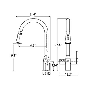 Leetcp LED Kitchen Faucet with Temperature Digital Display,Solid Brass Kitchen Sink Faucets with Pull Down Sprayer and 3 Modes,360 Rotatable Pull Down Kitchen Faucet,Matte Black