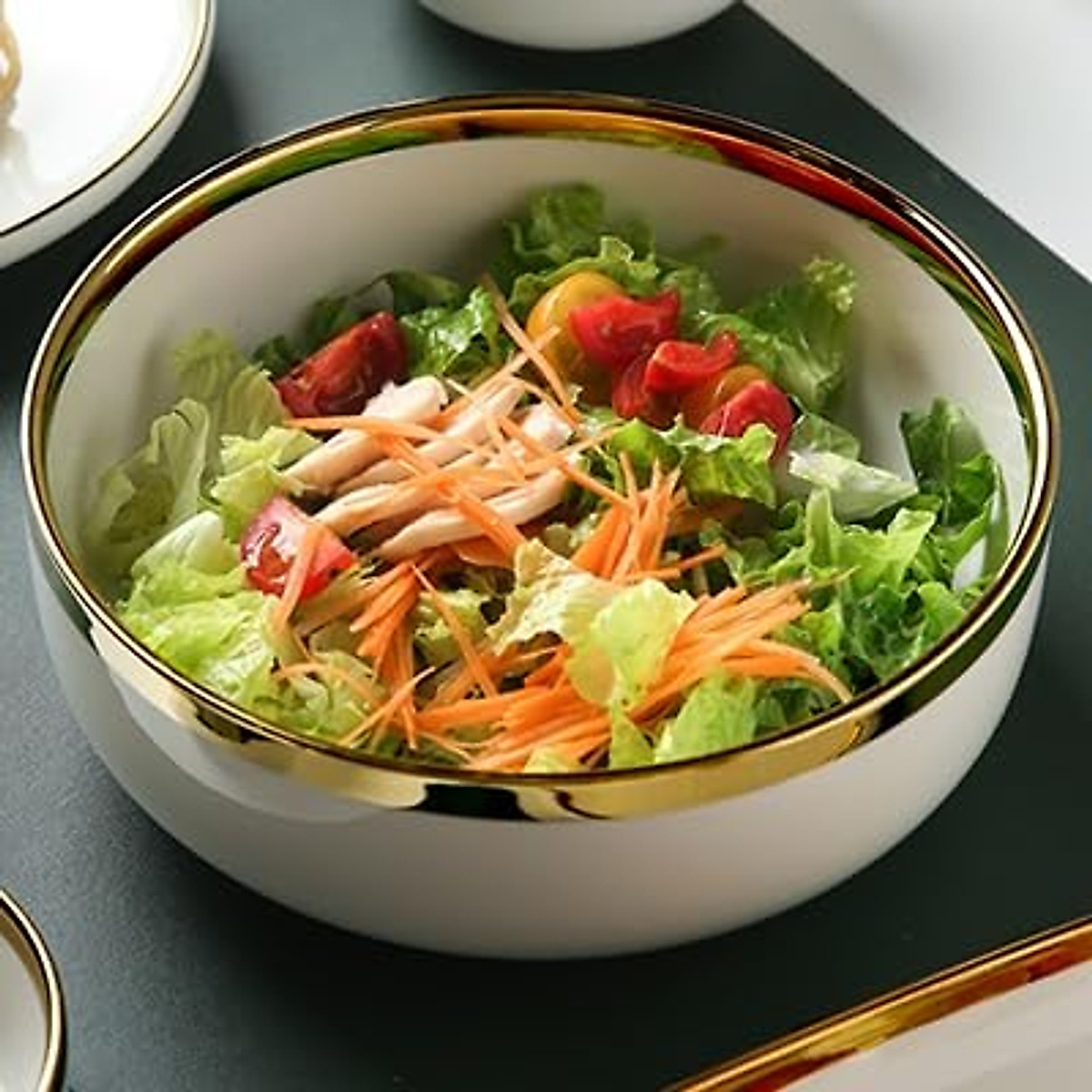 KeyChefLAB 7.5-Inch Porcelain Ceramic Bowls for Kitchen, White Serving Bowls for Pasta Salad Ramen Noodle Poke Soup Ice Cream Cereal Bowl (Bowls Set of 3)