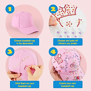 Klever Kits Decorate Your Own Baseball Cap with 7 Sheets Gems Stickers, Art & Crafts Kit for Kids, Fun Creative DIY Toys for Kids Girls