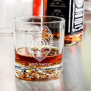 Police Officer Gifts for Graduation Gift, Whiskey Glass, Law Enforcement Gift for Men and Correctional Officer Retirement Party, Police Academy Gift