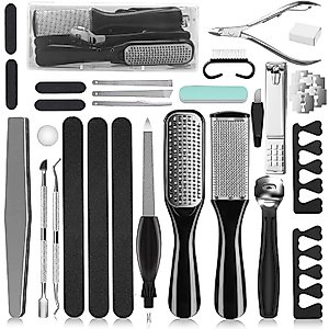 Professional Pedicure Kit, 26 in 1 Stainless Steel Foot Care Tools With Foot File and Callus Remover for Men Women Travel