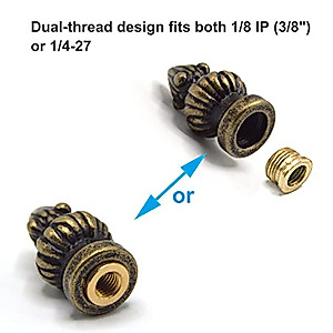 ECUDIS 1-3/8 Inches Lamp Finial Cap Knob Lamp Decoration for Lamp Shade (Antique Brass, Pack of 2)