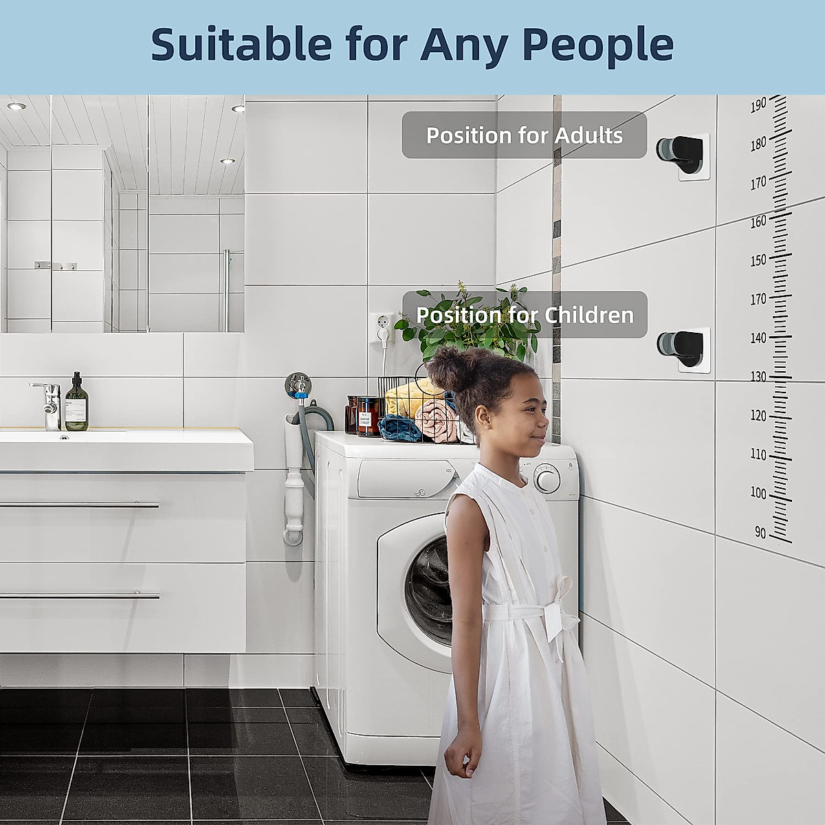 Hibbent 2 Pack Shower Head Holder, Strong Adhesive and Waterproof Handheld Shower Holder, Shower Head Bracket, Height Adjustable Shower Wand Holder, Wall Mount, No Drilling, Matte Black