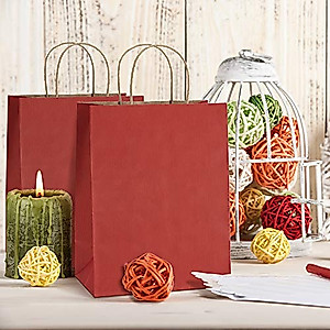 BagDream Gift Bags 8x4.25x10.5 Inches 25Pcs Paper Shopping Bags, Kraft Bags, Retail Bags, Red Stripes Paper Bags with Handles, Recycled Paper Gift Bags