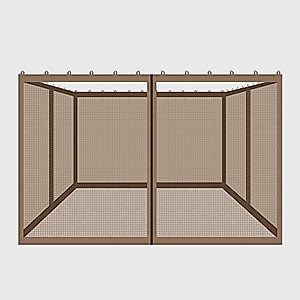 Gazebo Universal Replacement Mosquito Netting - Gafrem Outdoor 10'x12' Gazebo 4-Panel Screen Walls with Zipper (Khaki)
