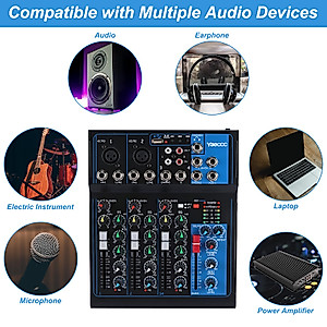 Professional 4/7 Channel Live Studio Audio Sound USB Compact DJ Mixer Mixing Console (4 Channel)