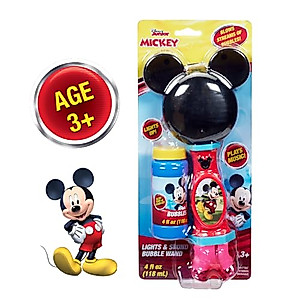 Little Kids Disney Mickey Mouse Light and Sound Musical Bubble Wand, Includes Bubble Solution, Multi (20511)