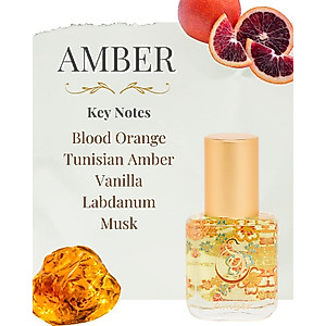 Amber Organic Perfume Oil Extract Roll-On by Sage- 1/4 oz, Vegan & Cruelty-Free, Earthy Scent, Amber, Blood Orange, Musk