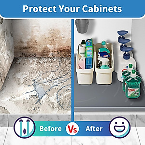 Under Sink Mat, 34" x 22" Under Sink Mats for Kitchen Waterproof, Under Sink Shelf Liner, Flexible Silicone Cabinet Protector Tray for Bottom of Kitchen & Bathroom Grey