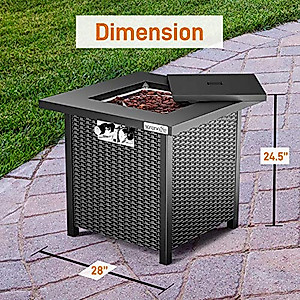 SereneLife SLFPS3.5 Fire Pit Table, Large, Black