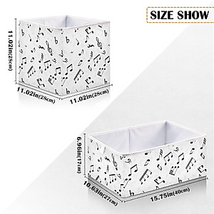 Sletend Cube Storage Bins Phonic Notes Music Collapsible Storage Baskets Foldable Fabric Storage Box for Clothes, Toys 11" x 11" x 11"