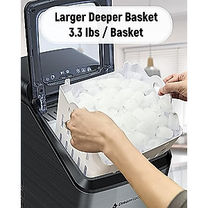 Dreamiracle Ice Maker Machine Countertop Self-Cleaning, 33lbs/24h, Two-Size Bullet Ice Cubes, 2.8L Water Tank, 9 Cubes/Batch