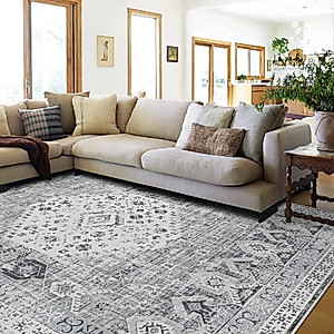 YOUFORTONG Washable 9x12 Area Rug: Rugs for Living Room Ultra Soft Carpet for Bedroom Waterproof Rug Non Slip Rugs for Hardwood Floors (Grey, 9x12)