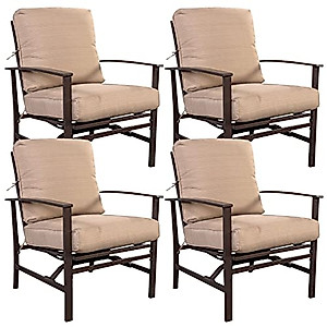 WYFDP 4 Piece Patio Dining Chairs Stackable Removable Cushioned Garden Patio