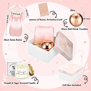 Matron of Honor Proposal Gifts Matron of Honor Silk Robes Wedding Candle Drink Tumbler Gift Box Bridesmaid Proposal Card