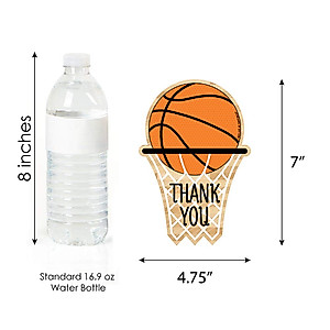 Big Dot of Happiness Nothin' but Net - Basketball - Shaped Thank You Cards - Baby Shower or Birthday Party Thank You Note Cards with Envelopes - Set of 12