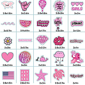 100pcs Preppy Stickers Pink Cute Vinyl Aesthetic Water Bottle Stickers Waterproof 100 Sticker Pack for Laptop Water Bottles Computer Phone Stickers for Kids Teen Girls Stocking Stuffer Gift