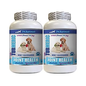 Hip n Joint Dog Supplements - Joint Health with Turmeric - MSM - GLUCOSAMINE - Hip Support - Dog glucosamine and chondroiton - 120 Tablets (2 Bottles)