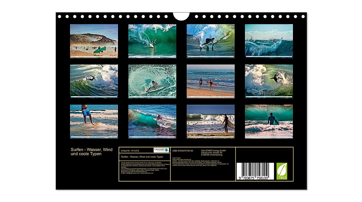 Surfing Wall Calendar 2024 - Dynamic Water Sports & Cool Guys