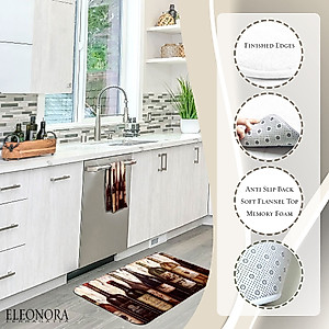 Italian Wine Kitchen Mat & Hand Towel Set (2-Piece Set) - Fine Art Print Kitchen Floor Mat - Microfiber Polyester Decorative Kitchen Towels - Soft Flannel Top, Memory Foam Machine Washable Kitchen Set