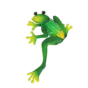 LIFFY Metal Frog Wall Decor Garden Frog Outdoor Decor Indoor Room Home Glass Wall Art Hanging Decorations Fence Decorative Ornaments Outside for Porch,Patio,Yard