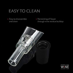 TenTen Labs Wine Aerator Pourer (2-pack) - Premium Aerating Spout and Decanter Set - No Drip and No Spill - Improve Taste and Smell Immediately - Gift Box Included - Black