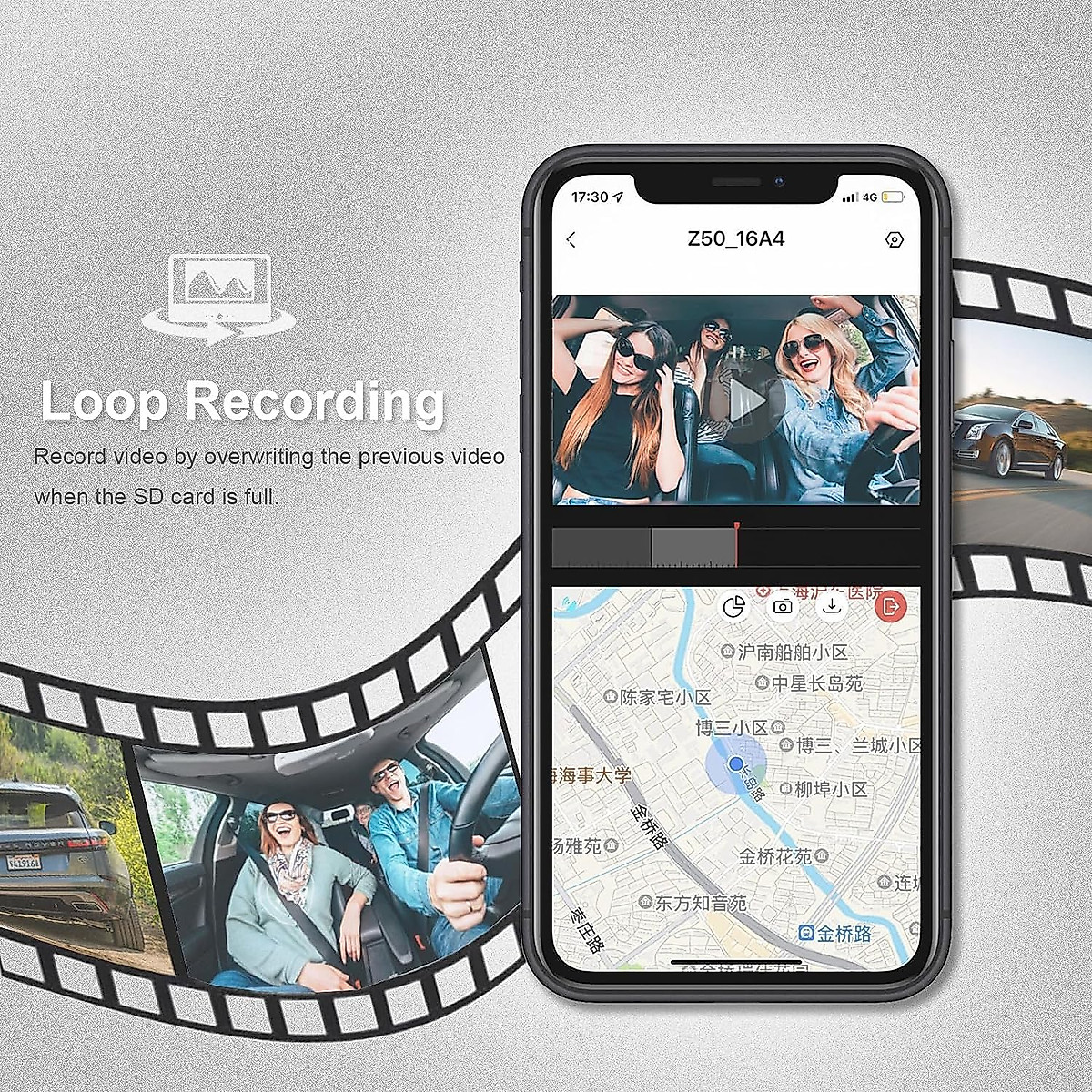 Dash Cam for Cars, 1080P Full HD DVR Dash Camera Front Rear/Inside, 3.0 Inch IPS Screen Dashboard Dashcam with 170° Wide Angle, Night Vision, Parking Mode, G-Sensor, Loop Recording