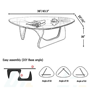 HM&DX Triangle Coffee Table Rubber Wood,Mid-Century Modern Coffee Table Abstract End Table,Small Center Table Wooden Coffee Table for Living Room Home Office(36" Lx23 Wx16 H, Walnut)