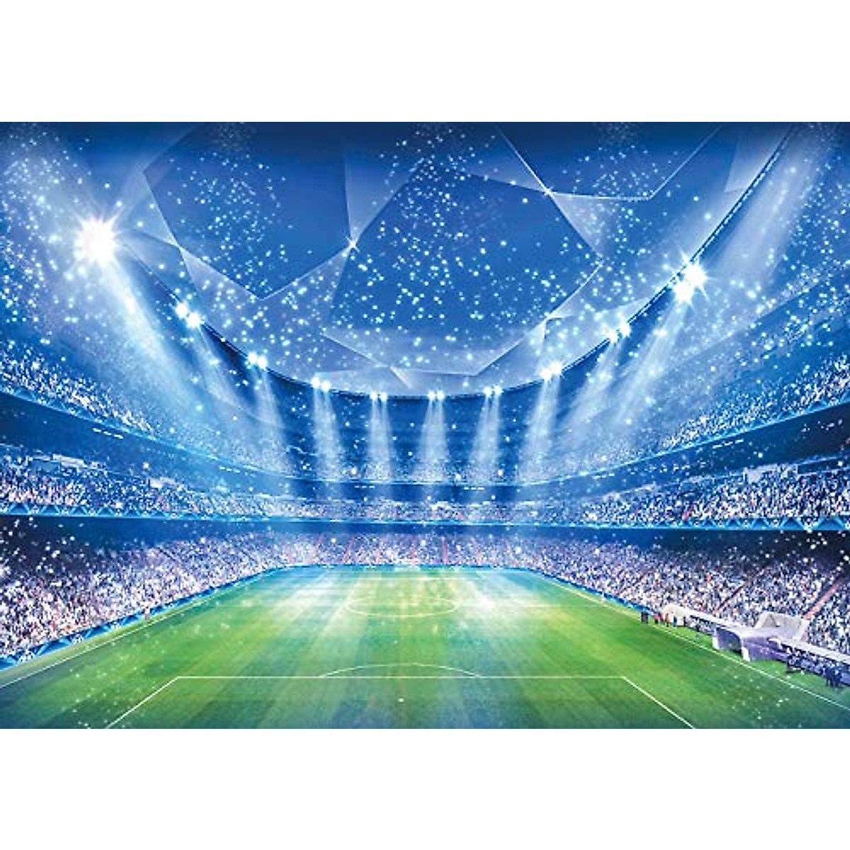 Soccer Field Backdrop Stadium Soccer Competition Fans Night Spotlight Background Adults Man Boy Birthday Party Football Match Wall Decorations Photo Shoot Props 7x5FT