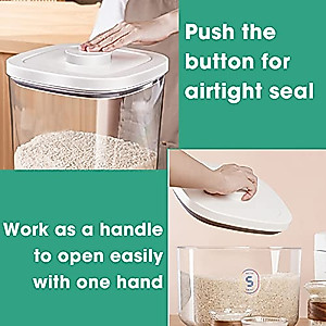 TBMAXS Airtight Rice Container 10 Lbs, Clear Plastic Food Storage Container Bin For Flour Sugar, Dry Food Holder with Easy Locking Lid for Kitchen Pantry Organization and Storage