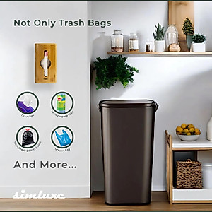 Simluxe Trash Bag Dispenser – Trash Bag Holder Dispenser for Garbage Bag Roll, Under Sink Waste Bin Bags Organizer, Wall Mounted Storage for Small Spaces, Bamboo Decorative Container