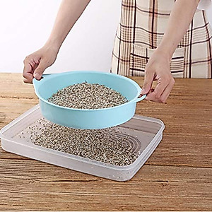 Yardwe Garden Sieve，4PCS Plastic Mesh Soil Sieve Mesh Screen with Handle, Sifting Pan for Home Plant Gardening Round Shaped(Blue)