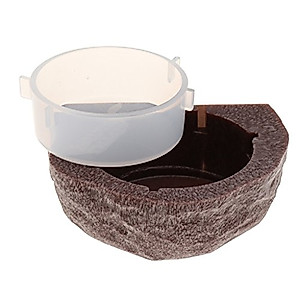 SM SunniMix Magnetic Reptile Feeding Cup Gecko Feeder Ledge Cups Dish Bowl Spider, Brown