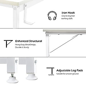 Lufeiya 47 inch White Computer Desk - Modern Simple Student Study Table for Bedroom Home Office Writing Desk