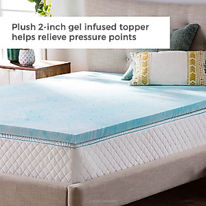 LINENSPA 2 Inch Gel Swirl Memory Foam Mattress Topper – Cooling Gel Infused – Pressure Relieving – CertiPUR Certified - Twin
