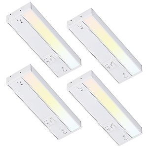 TORCHSTAR LED Under Cabinet Lighting 3CCT, 8 Inch 6W 400LM, Hardwired & Plug-in, 3 Color Selectable CRI90 120V ETL Listed Dimmable Under Counter Lights for Kitchen, White Aluminum Housing, Pack of 4