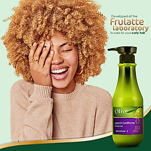 Frulatte Protecting Olive Leave In Conditioner with Certified Organic Olive Oil for curly hair 13.5 fl oz